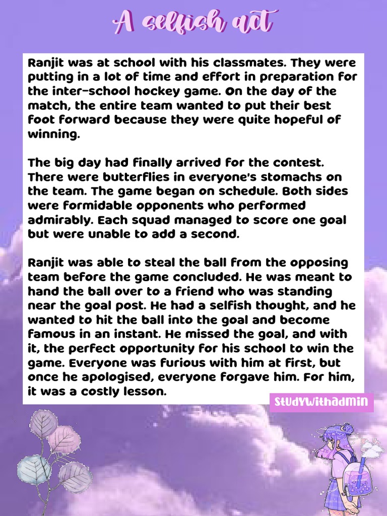 A Selfish Act Essay | PDF