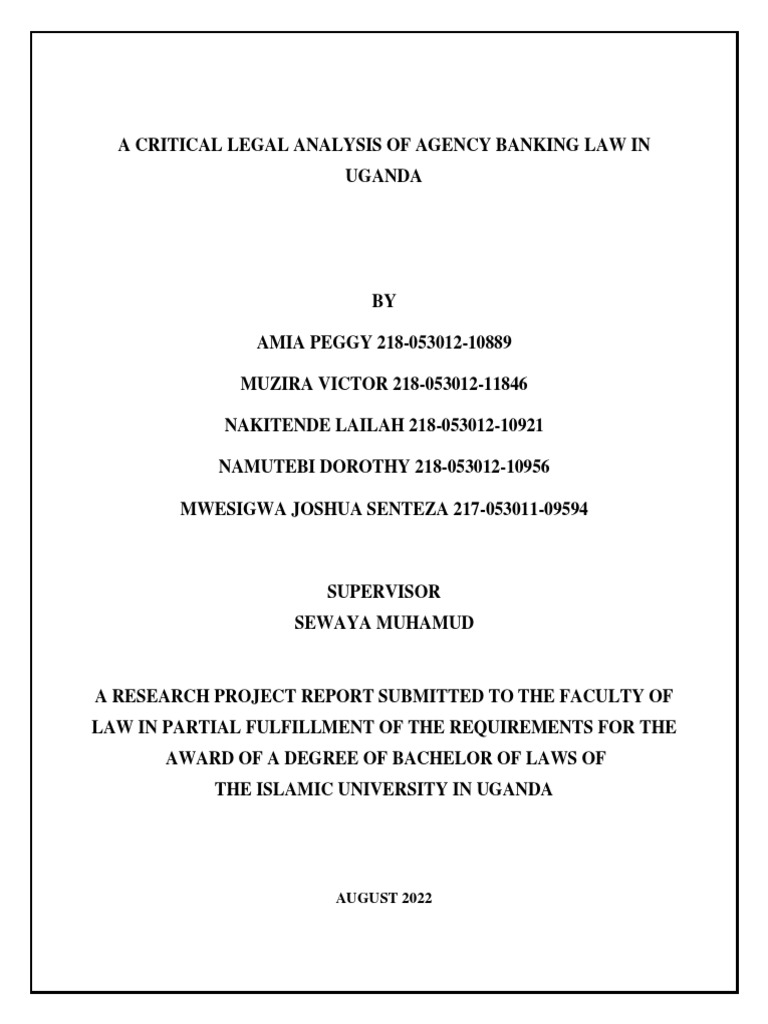Agency Banking in Uganda | PDF | Banks | Financial Inclusion