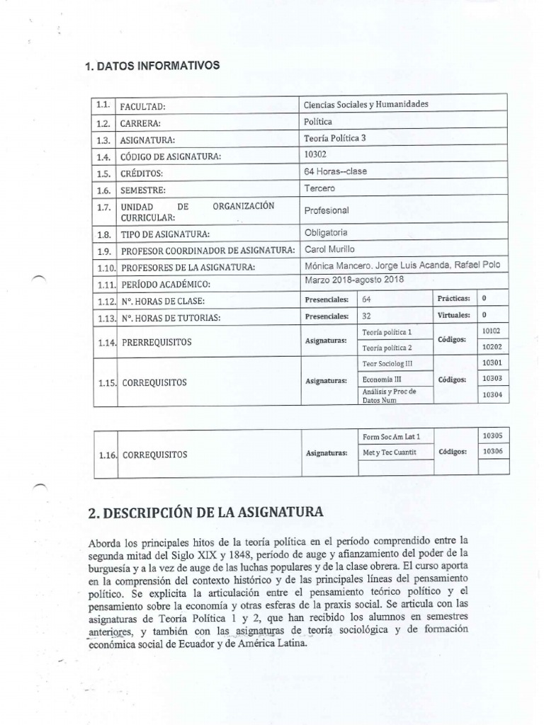 Syllabus Teoría Política III | PDF Syllabus Teoría Política III | PDF