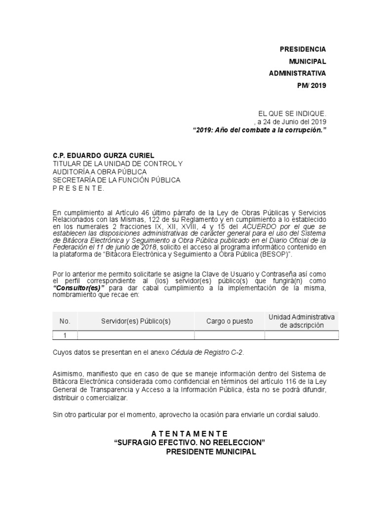 Oficio Bitacora | PDF