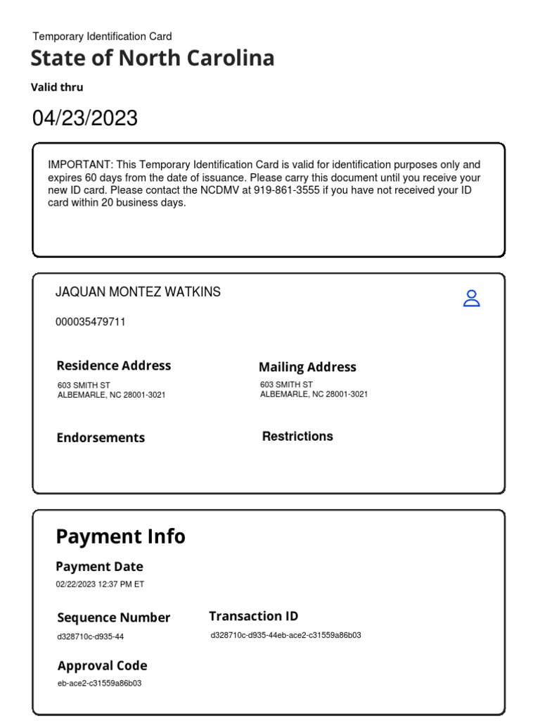 Temporary Identification Card | PDF