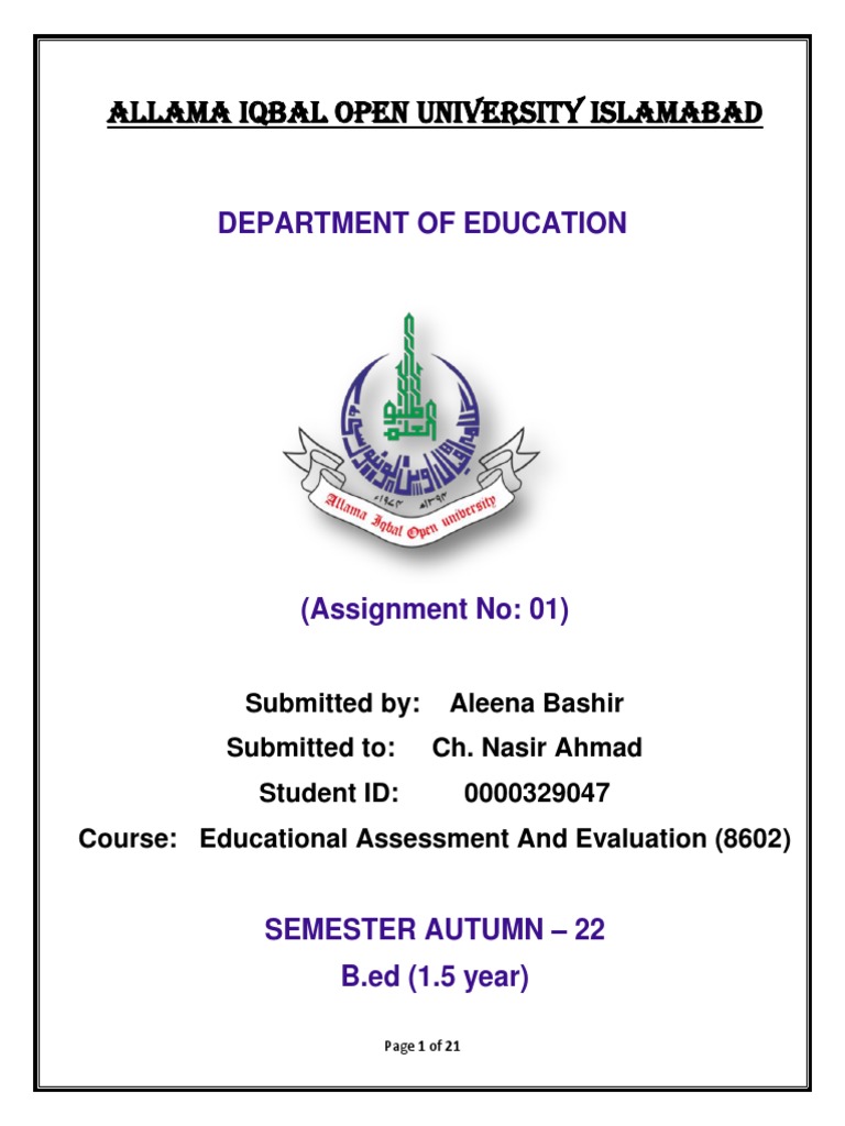 8602 - Educational Assessment and Evaluation | PDF