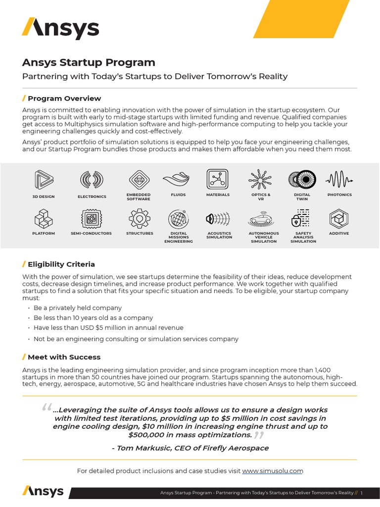 Ansys Startup Program | PDF Ansys Startup Program | PDF