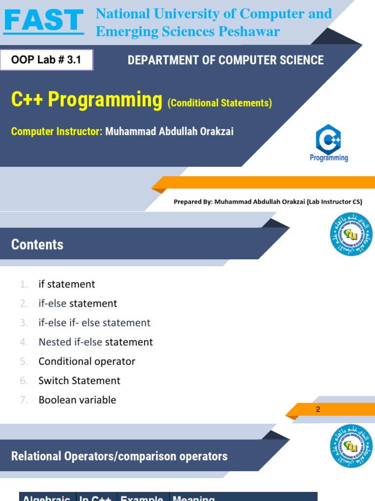 OOP Lab - 3.1 - C++ Conditional Statements | PDF | Control Flow | Namespace OOP Lab - 3.1 - C++ Conditional Statements | PDF | Control Flow | Namespace