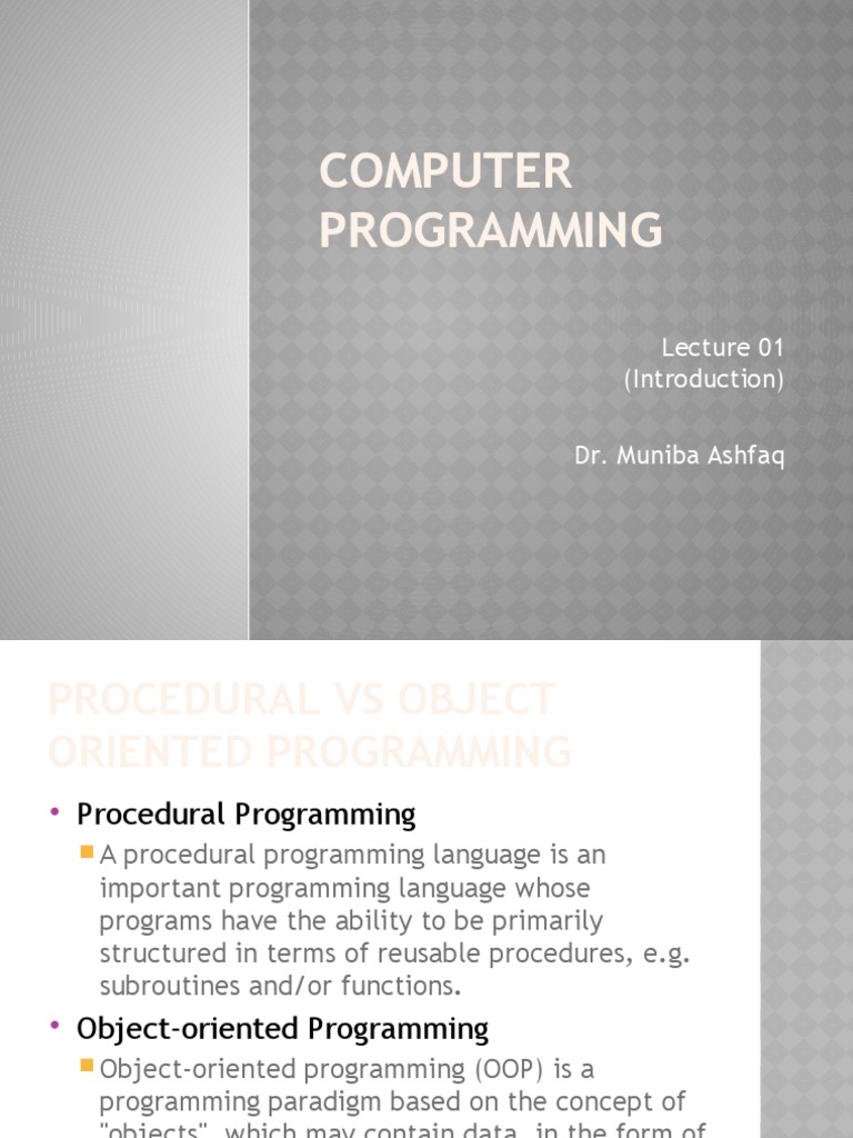 Computer Programming 01 | PDF