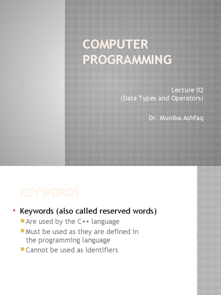 Computer Programming 02 Pdf Integer Computer Science Data Type