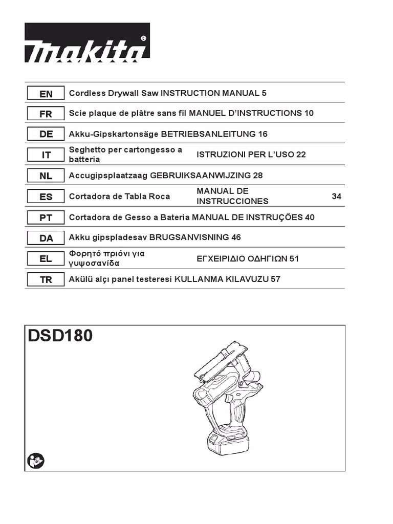 Serra de Gesso Cartonado Makita DSD180 | PDF