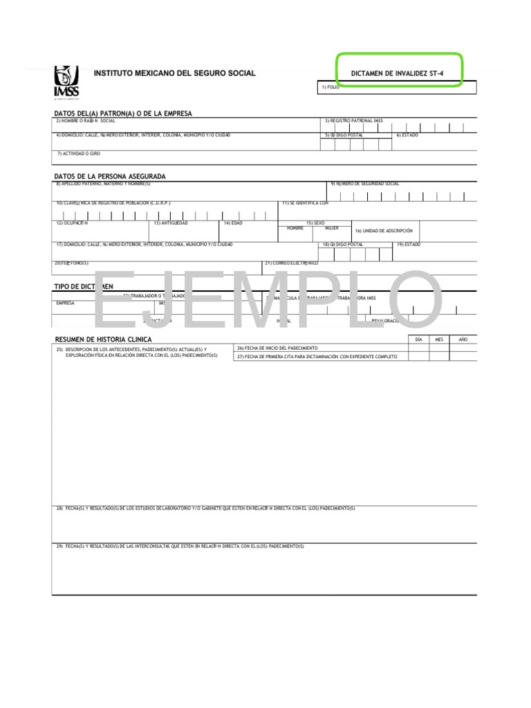 Ejemplo: Dictamen de Invalidez St-4 | PDF