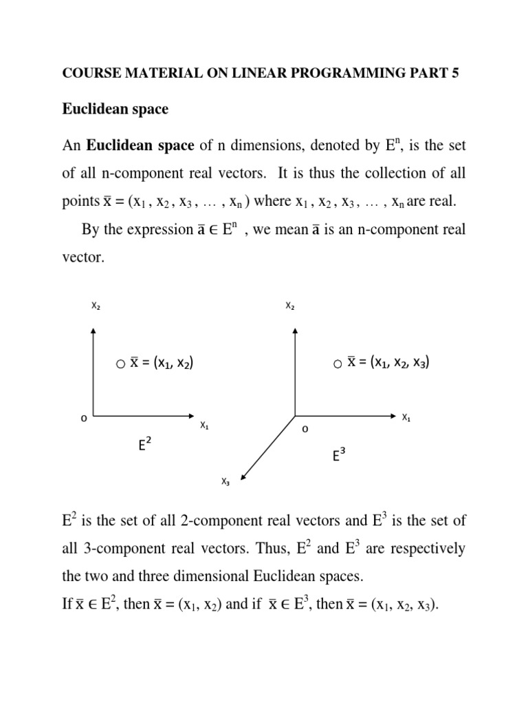 Course Material On Linear Programming Part 5 Pdf Basis Linear Algebra Vector Space