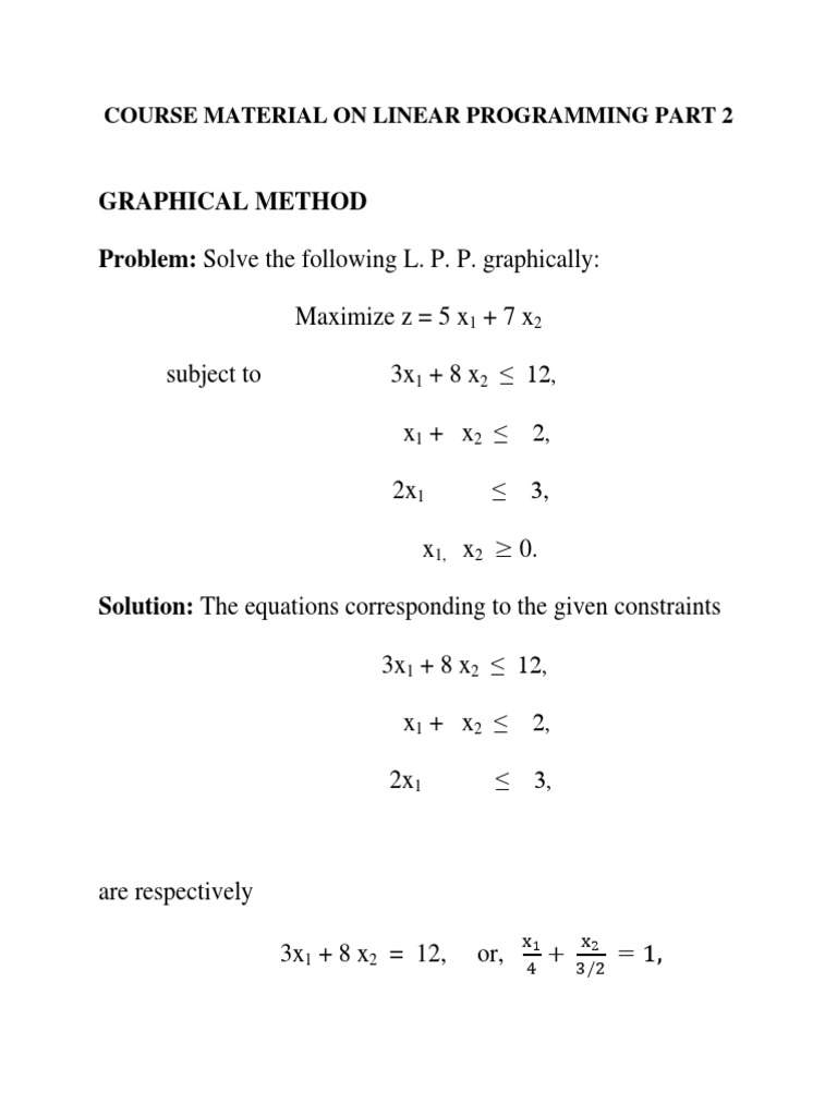 Course Material On Linear Programming Part 2 | PDF Course Material On Linear Programming Part 2 | PDF