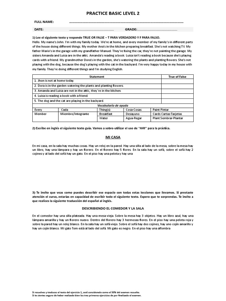 Practice Basic Level 2 | PDF