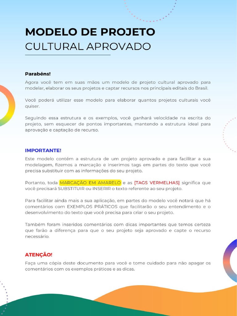 Modelo de Projeto Cultural Aprovado Modelo de Projeto Cultural Aprovado ...