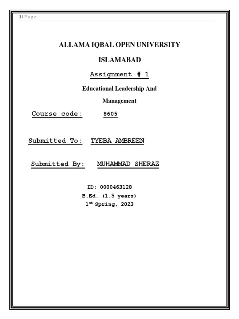 AssignmentNO 1 8605 Spring 2023 | PDF | Parental Leave | Learning