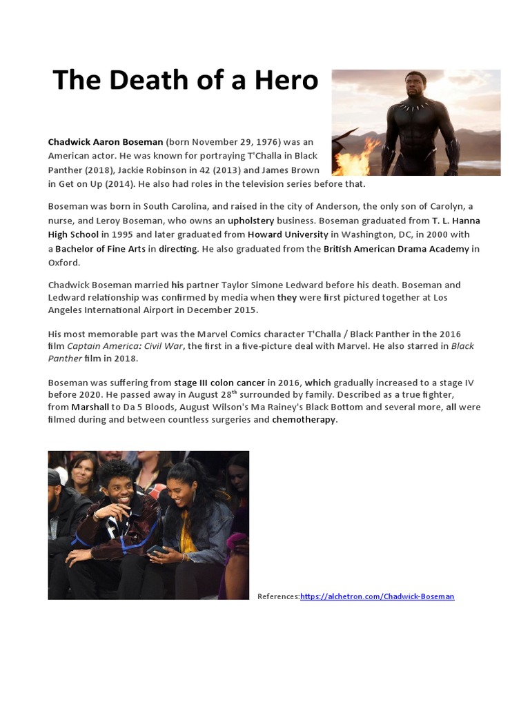 Chadwick Boseman: A Hero's Legacy | PDF