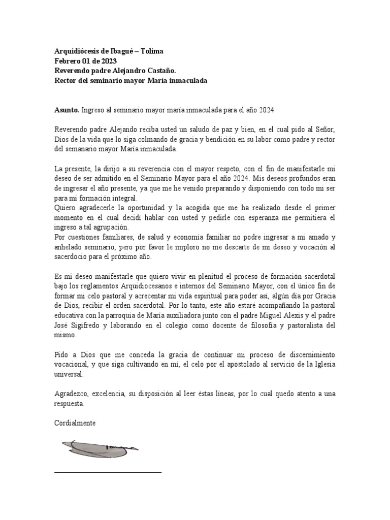 Carta Al Rector | PDF