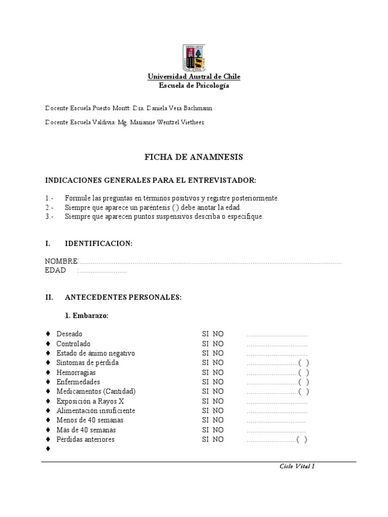 Ficha de Anamnesis | PDF