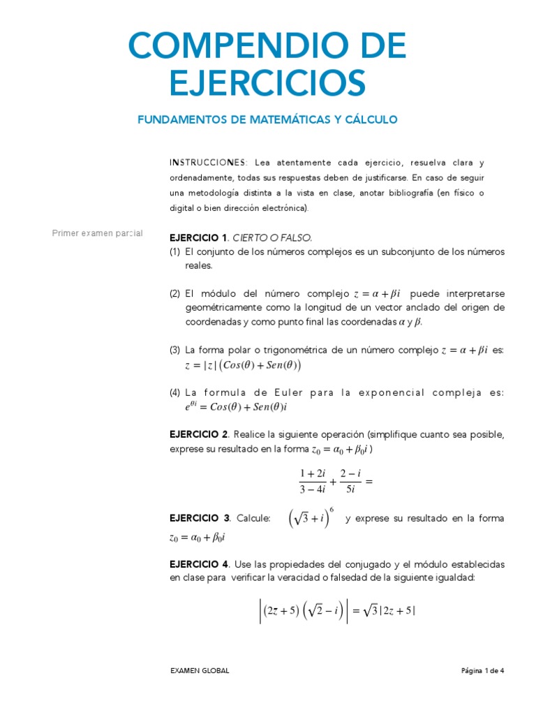 Compendio Ejercicios Examen Global 2025 | PDF | Triángulo | Número complejo