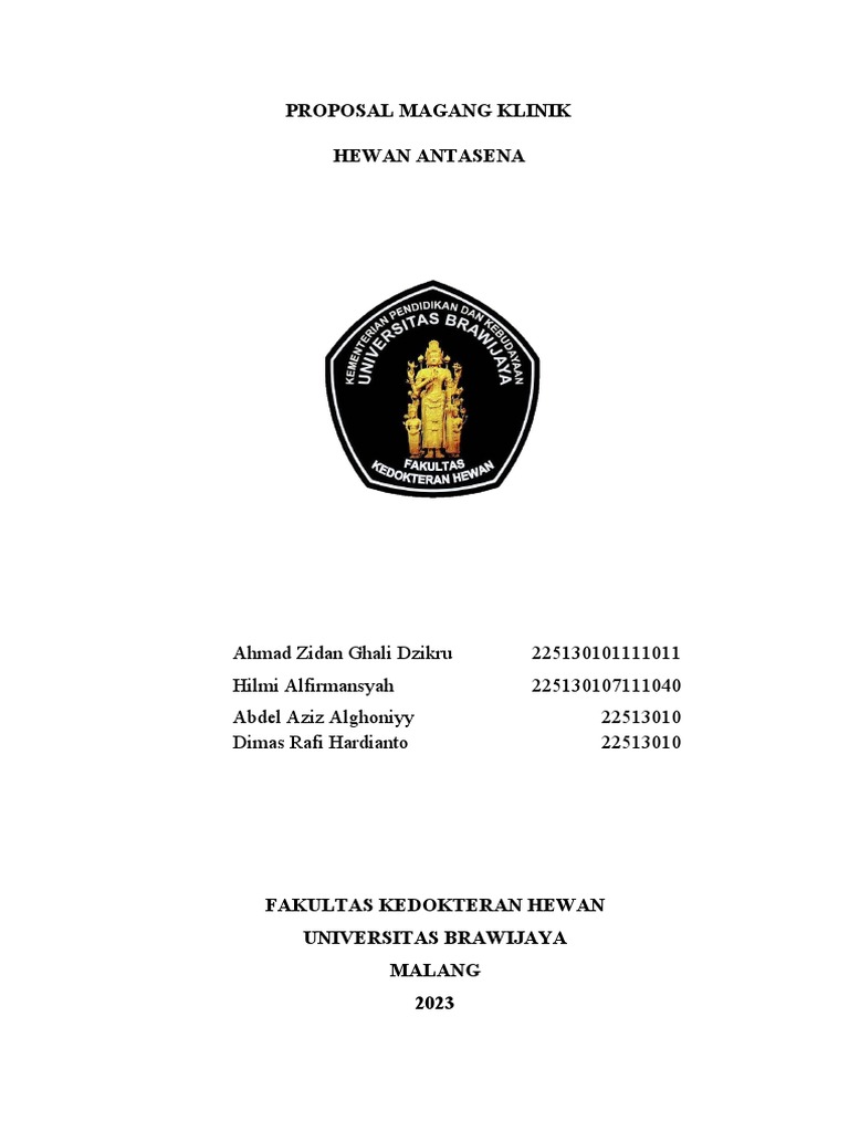 Proposal Magang Adika - FKH UB | PDF | Karier & Perkembangan