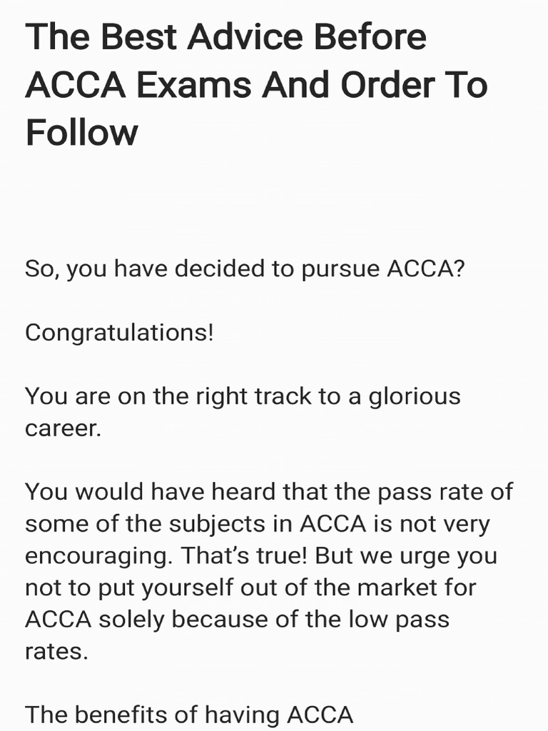 Best Order To Do ACCA Exams | PDF