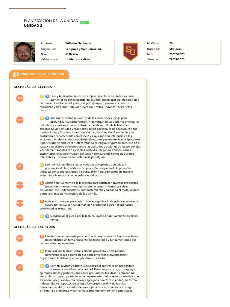 6° Lenguaje Unidad 3 | PDF | Cuentos | Narración