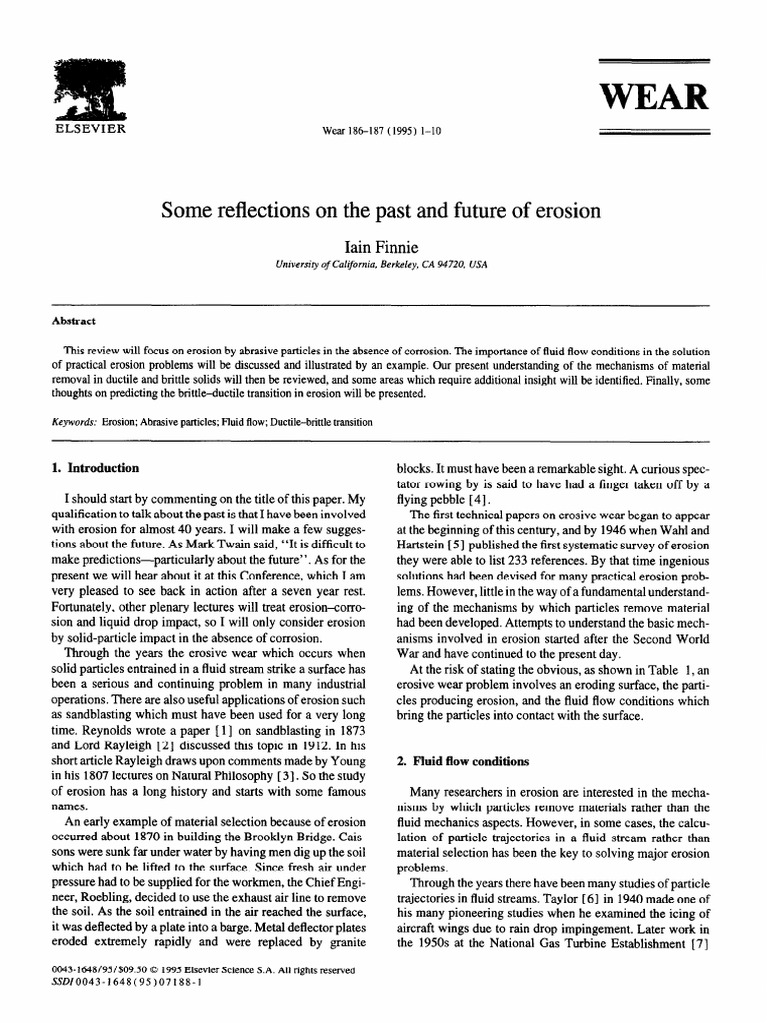 Insights on Finnie Erosion Model | PDF
