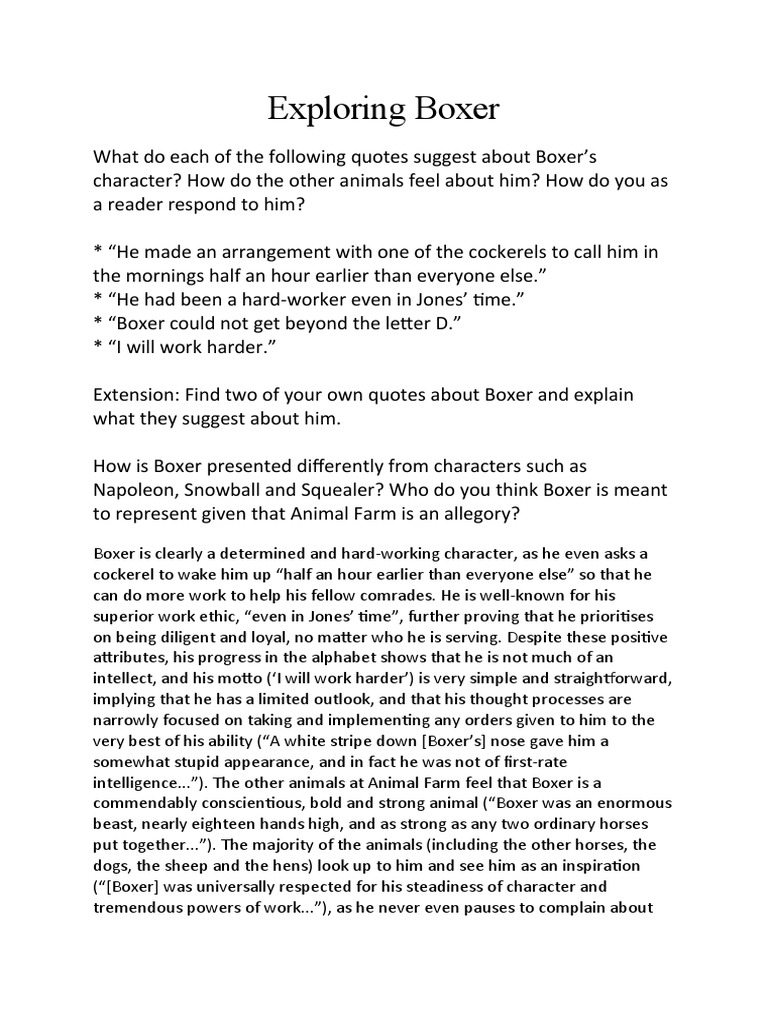 Exploring Boxer in Animal Farm | PDF