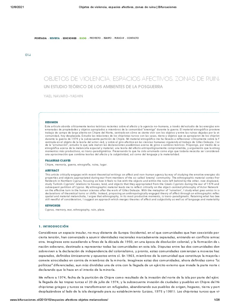 Yael Navaro - Objetos de violencia, espacios afectivos, zonas de ruina ...
