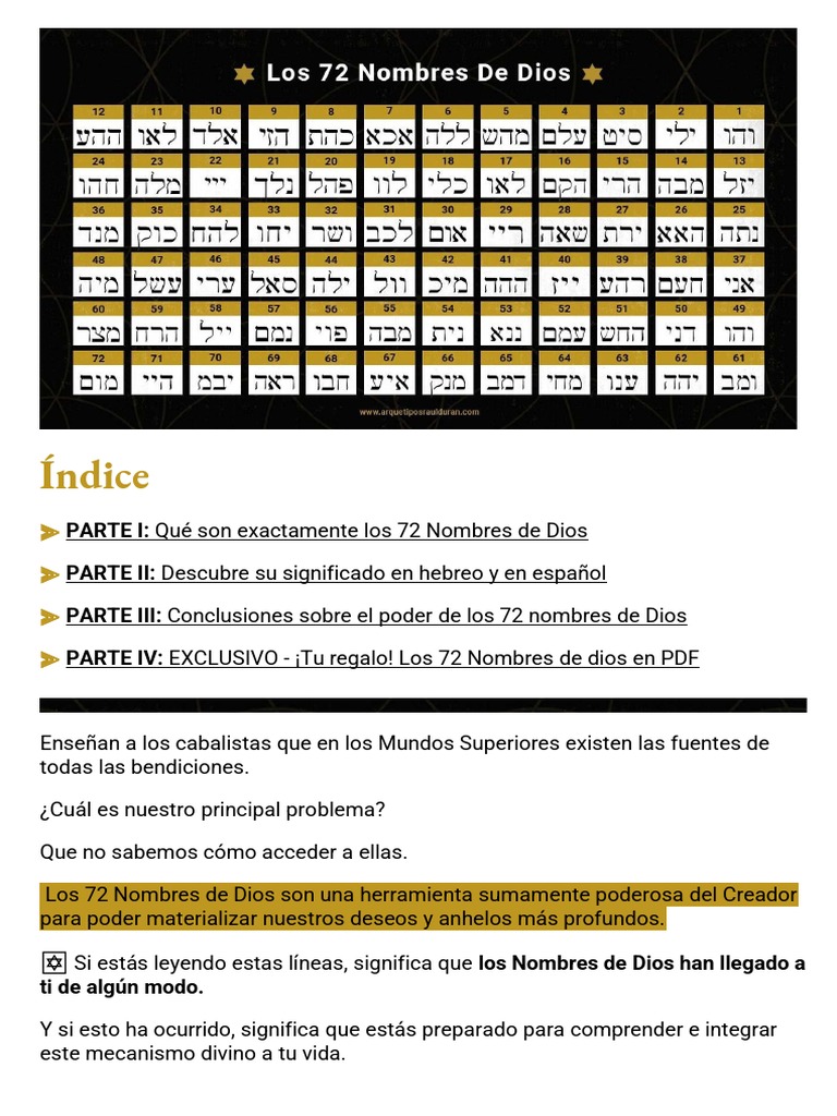 Los 72 Nombres de Dios | PDF | Amor | Dios