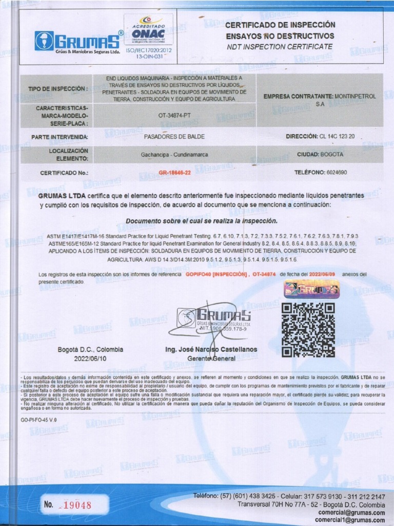 Certificado Balde - 0001 | PDF