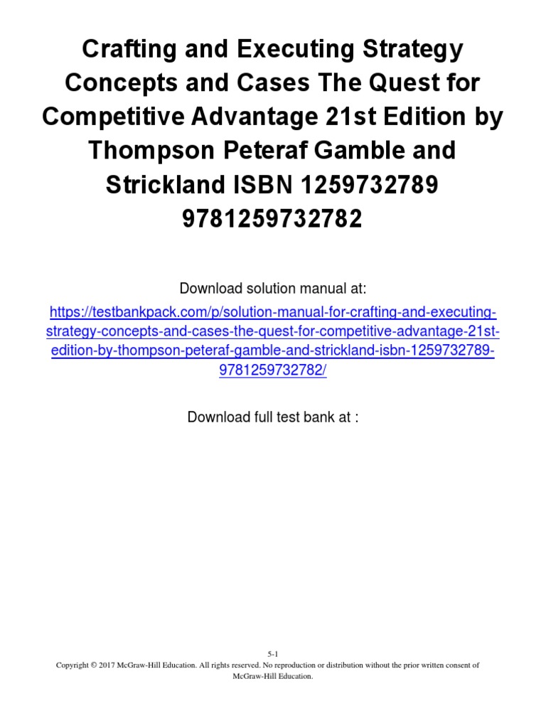 Crafting and Executing Strategy The Quest For Competitive Advantage ... Crafting and Executing Strategy The Quest For Competitive Advantage ...