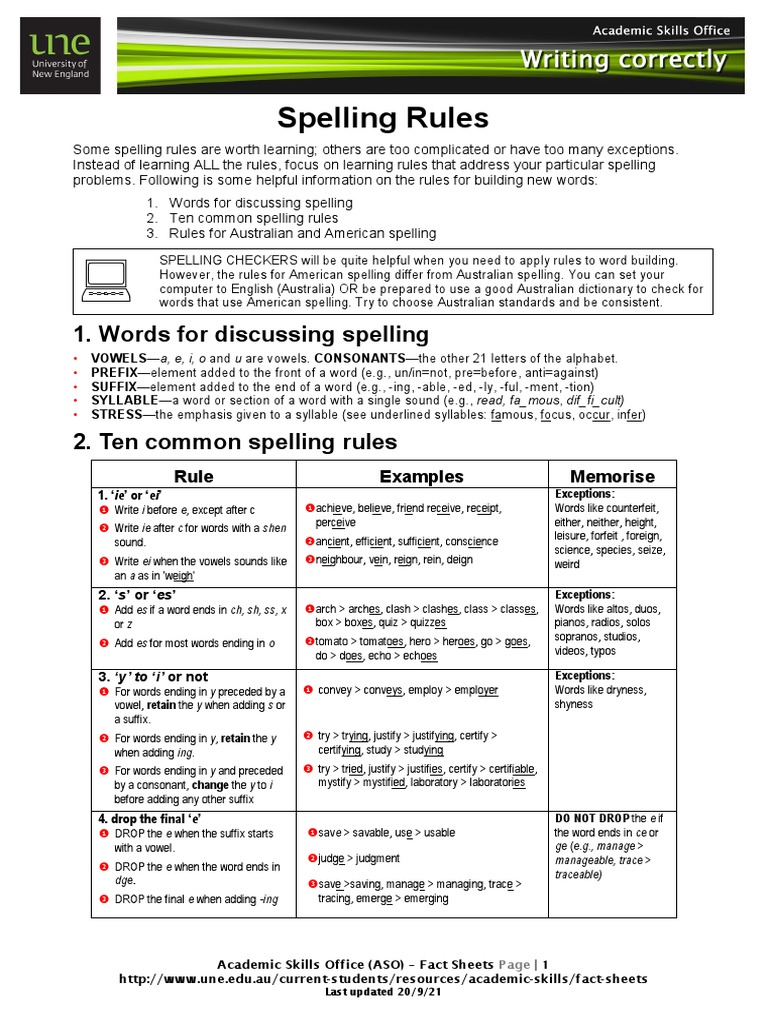 WC Spelling-Rules | PDF