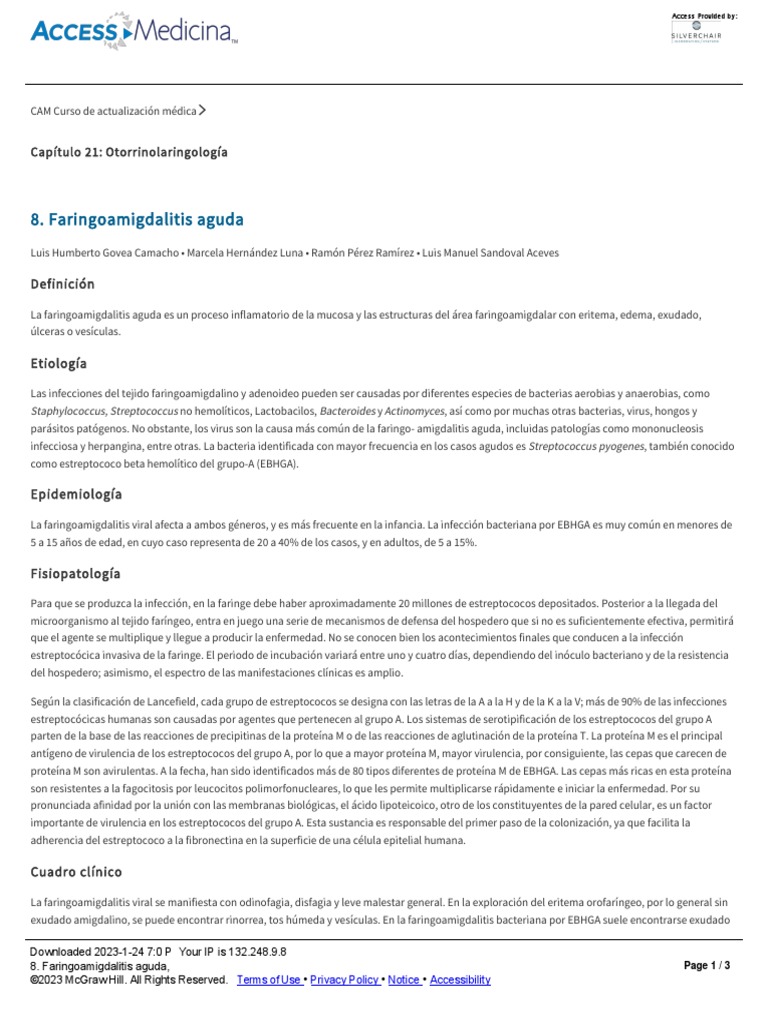 Faringoamigdalitis Aguda: Guía Clínica | PDF | Estreptococo | Penicilina