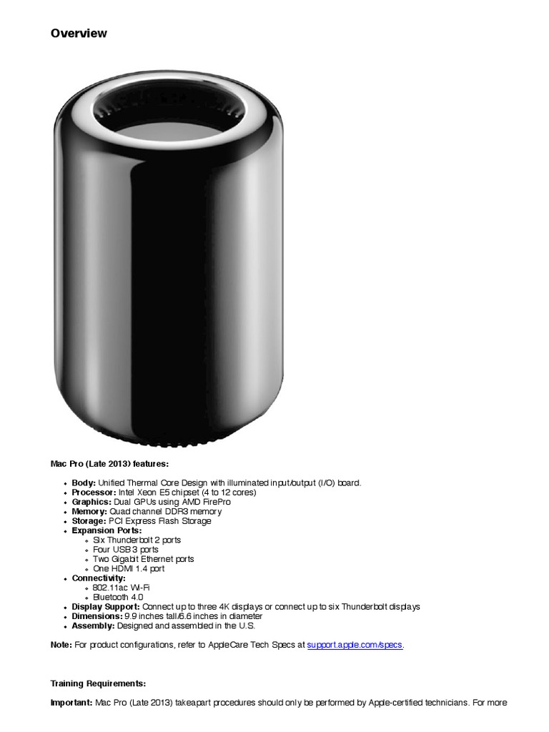 Mac Pro 2013 Technical Overview | PDF