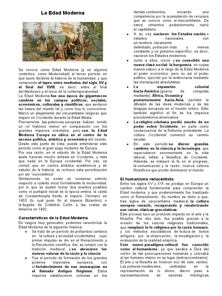 Características de la Edad Moderna | PDF | Mundo occidental | Europa