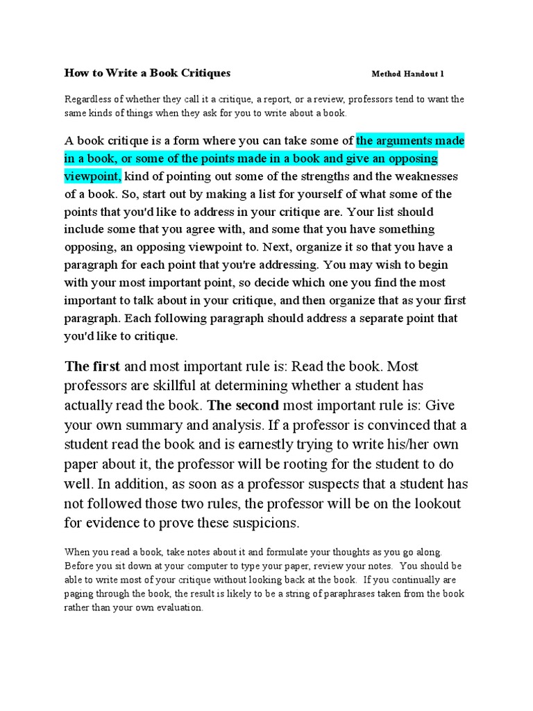 Criteria - Book Critiques | PDF