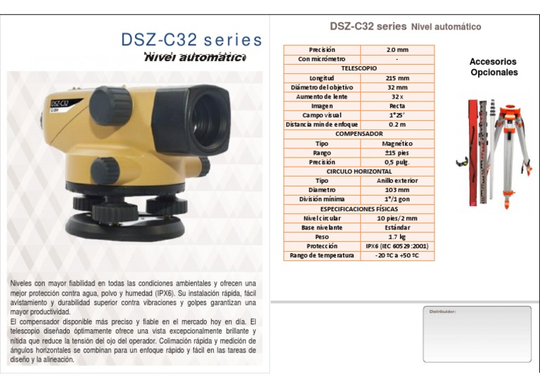 Nivel Automático DSZ-C32: Especificaciones y Ventajas | PDF | Ciencias ...