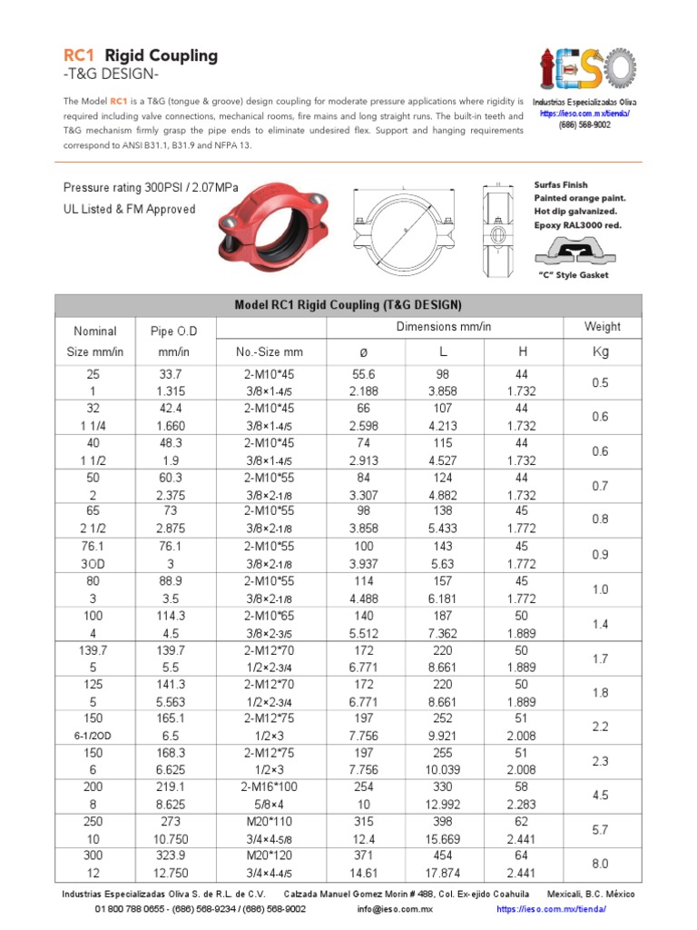 RC1 Rigid Coupling for Pipes | PDF