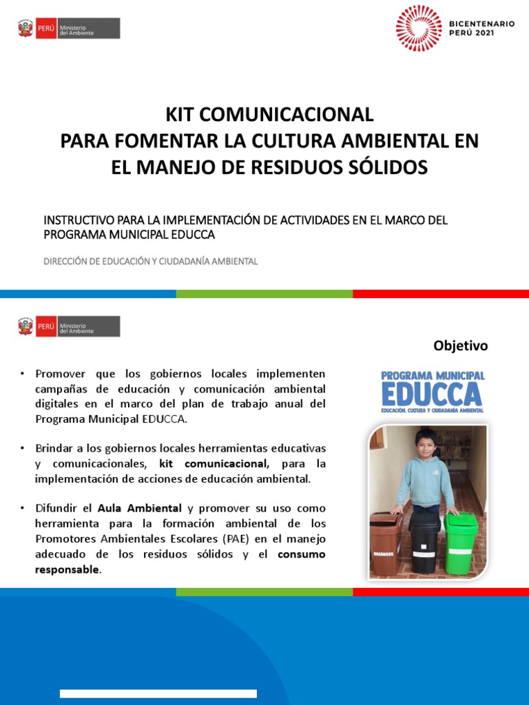 Kit Comunicacional para Fomentar La Cultura Ambiental en El Amnejo de Residuos Sólidos | PDF ...