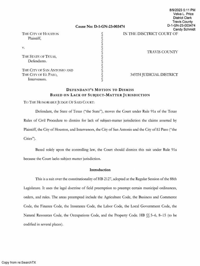 Defendant S Motion To Dismiss | PDF | Standing (Law) | Lawsuit