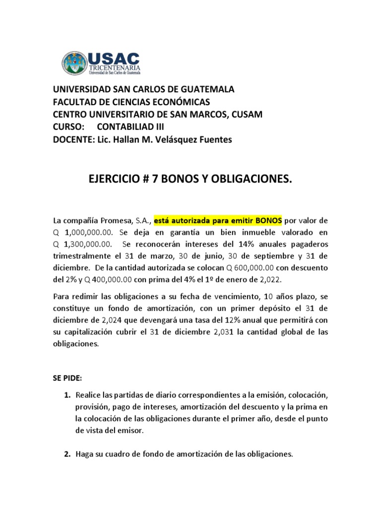Amortización de Bonos y Obligaciones | PDF | Interés | Bonos (Finanzas)