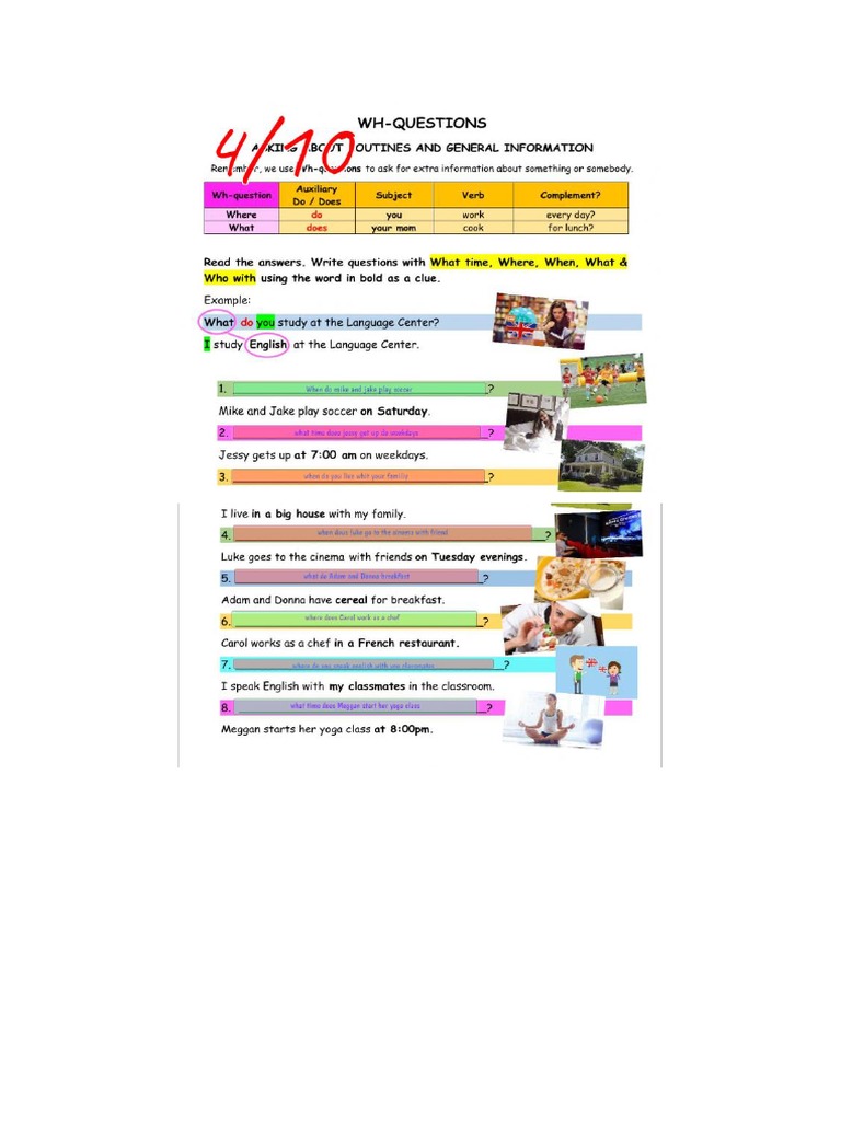 Simple Present Tense Information Questions | PDF