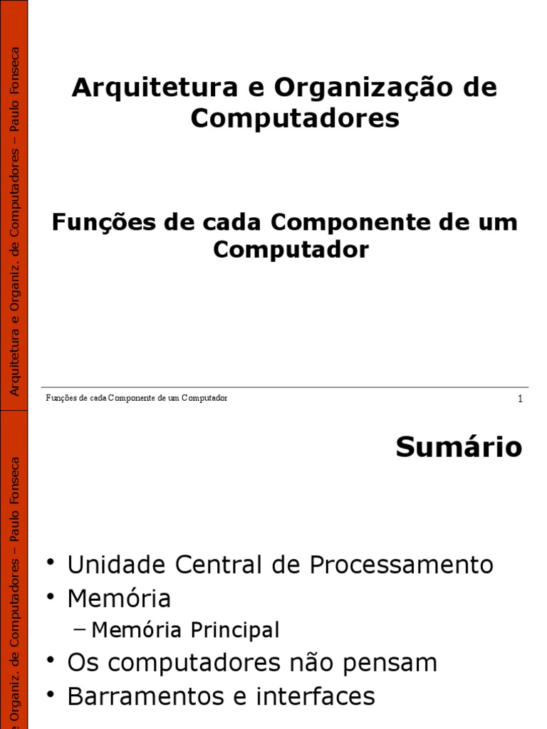 Arquitetura 7 - Funções de Cada Componente de Um Computador | PDF ...