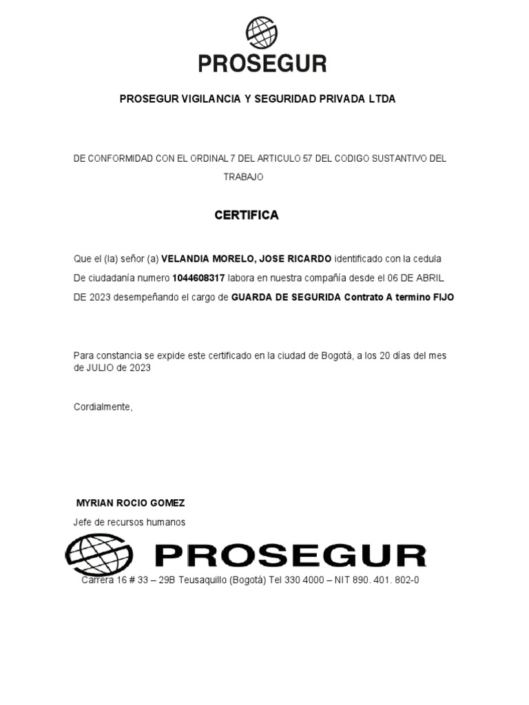 PROSEGUR MI HOJA Velandia | PDF