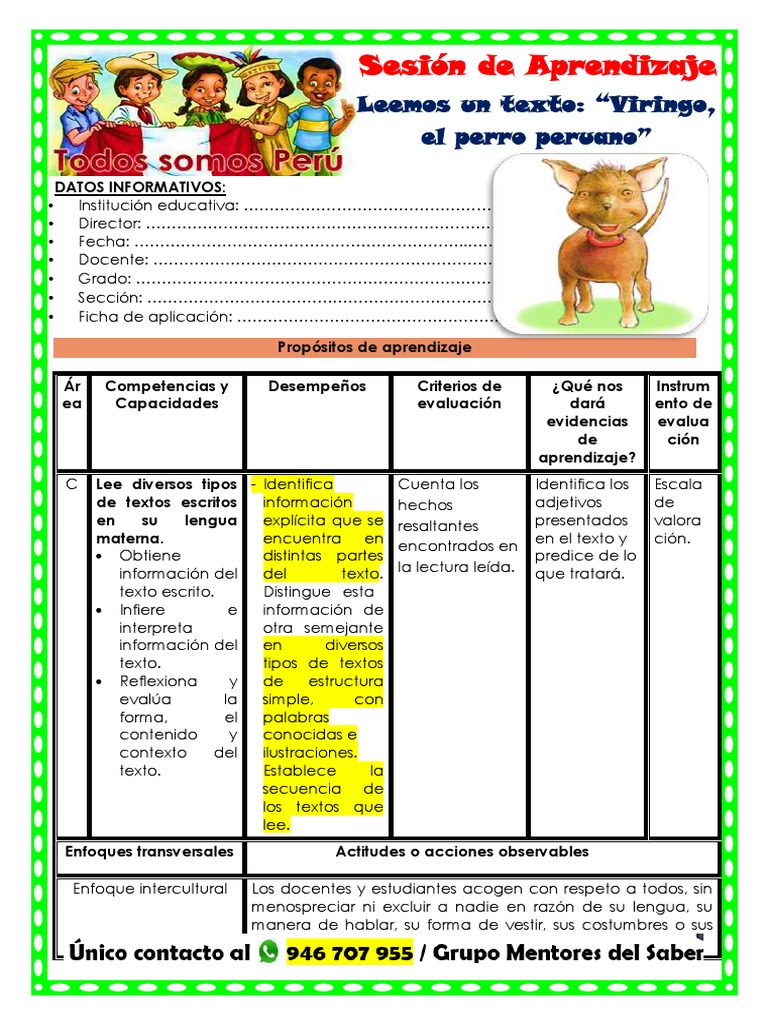 2° Sesión Día 3 Com Leemos Un Texto Viringo El Perro Peruano Unidad 6 | PDF