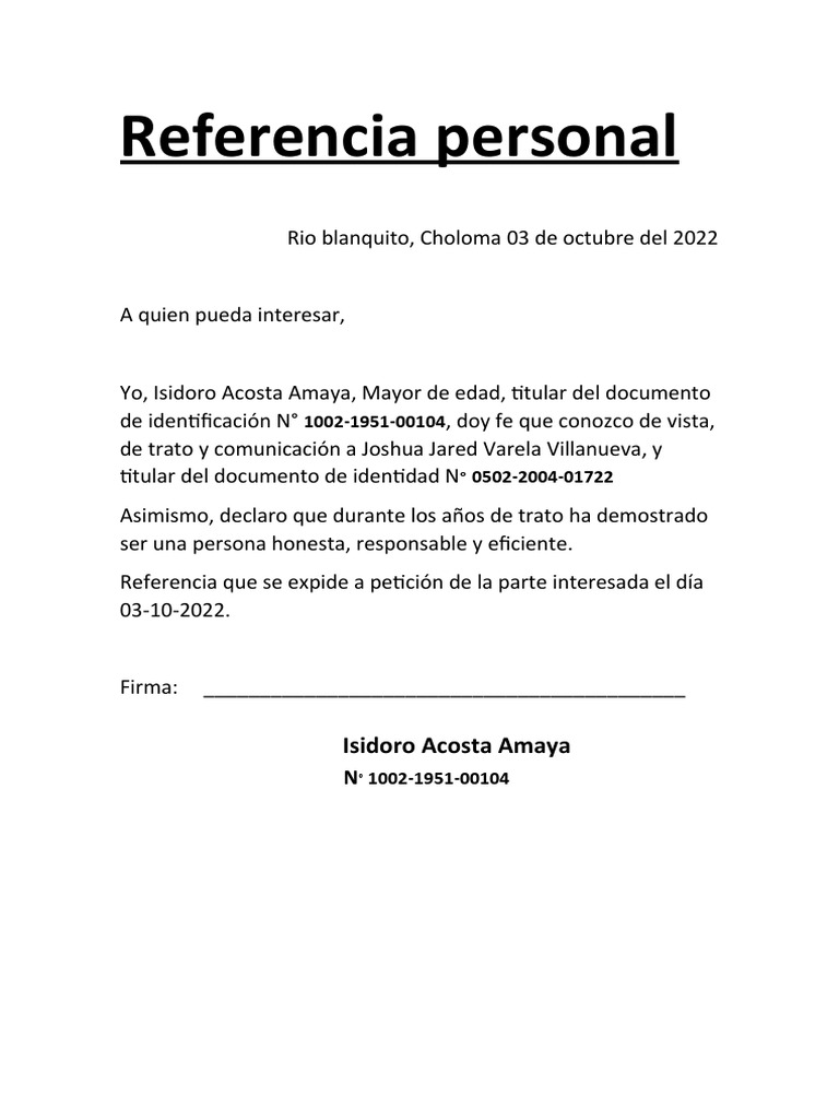 Referencia Personal | PDF