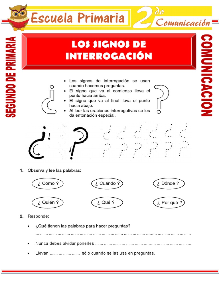 Los Signos de Interrogacion para Segundo de Primaria | PDF
