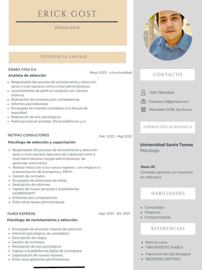 CV Erick Gost D | PDF | Gestión de recursos humanos | Economias