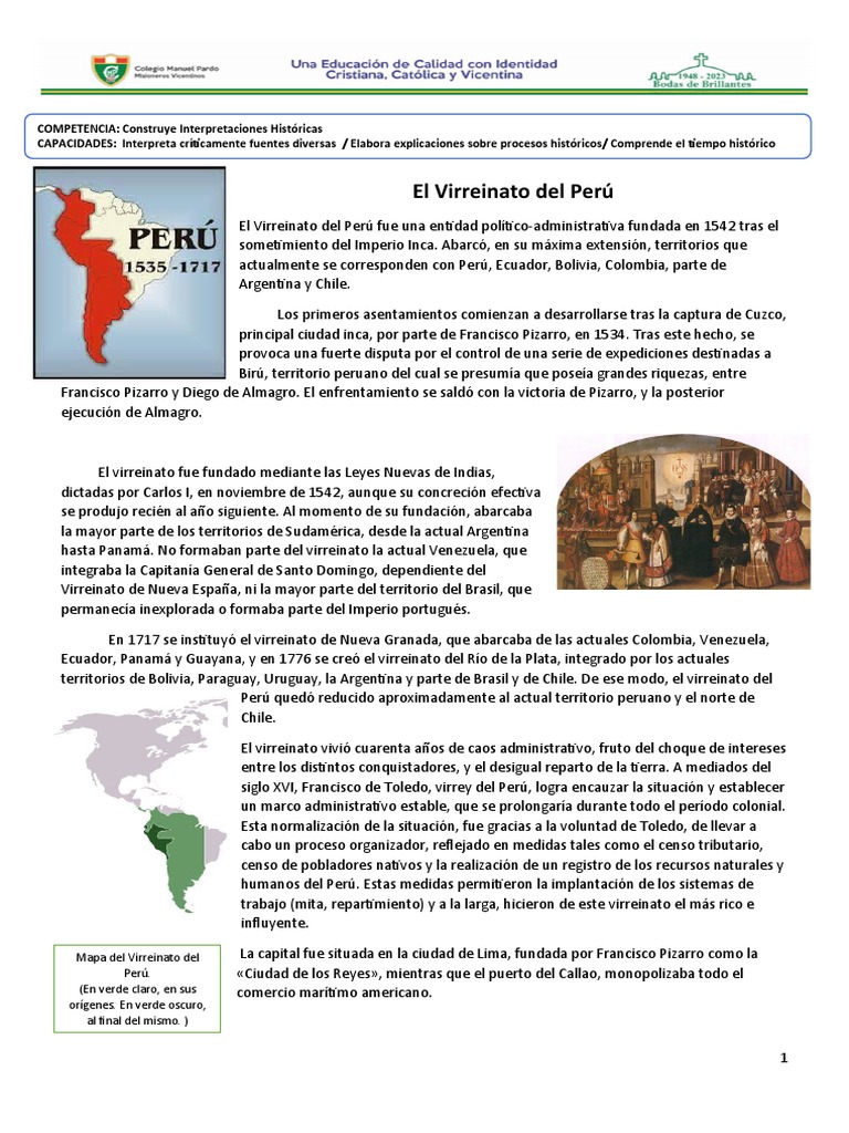 S1 FICHA DE LECTURA El Virreinato Del Peru | PDF