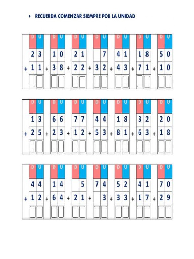 Sumas y Restas Verticales | PDF