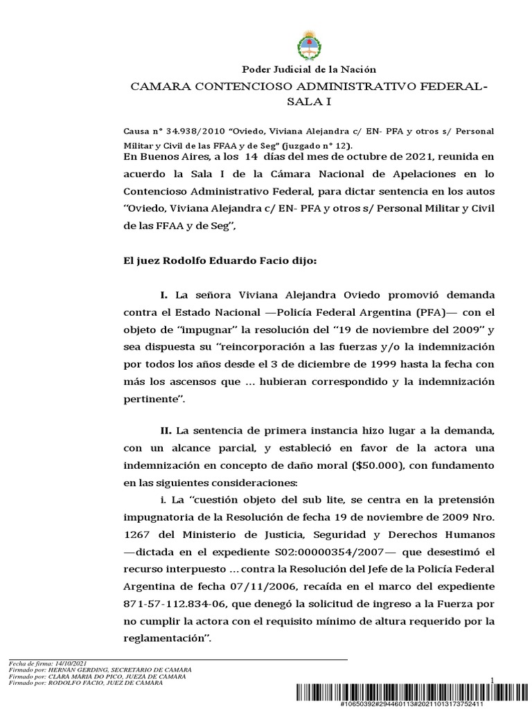 Disputa por Altura en Ingreso a PFA | PDF | Sentencia (ley) | Juez